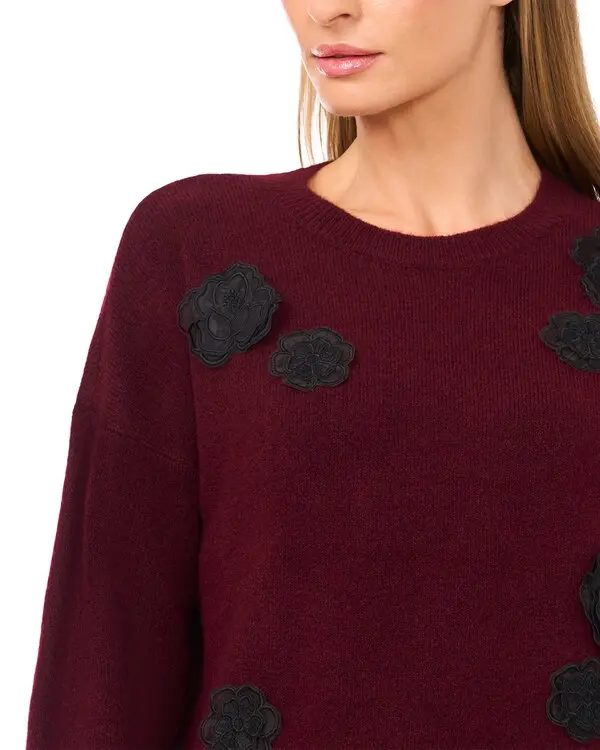 CECE DUPRAZ Flower Applique Crewneck Sweater