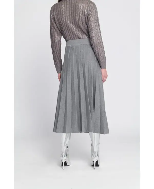 ELLE COLLECTION Metallic Cable Knit Pullover