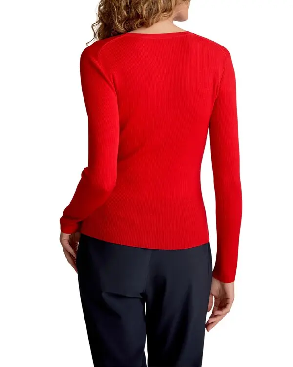 M.M.LAFLEUR Beck Ribbed Merino Sweater - Candy Apple