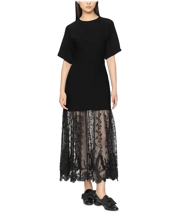 Sea Diane Knit Lace Dress - Black