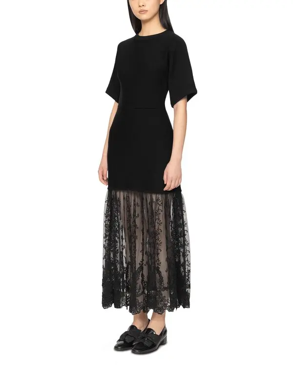 Sea Diane Knit Lace Dress - Black