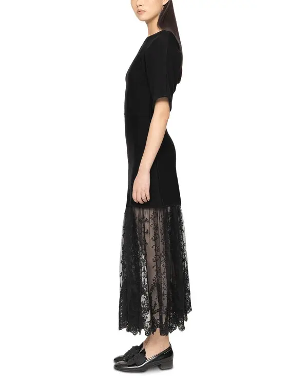 Sea Diane Knit Lace Dress - Black