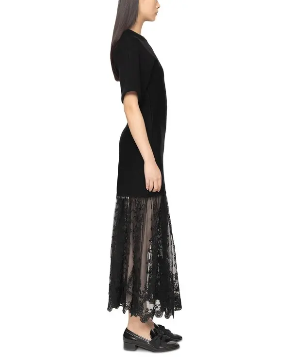 Sea Diane Knit Lace Dress - Black