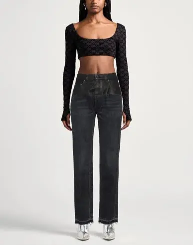 Amiri Cotton And Cow Leather Straight-leg Jeans