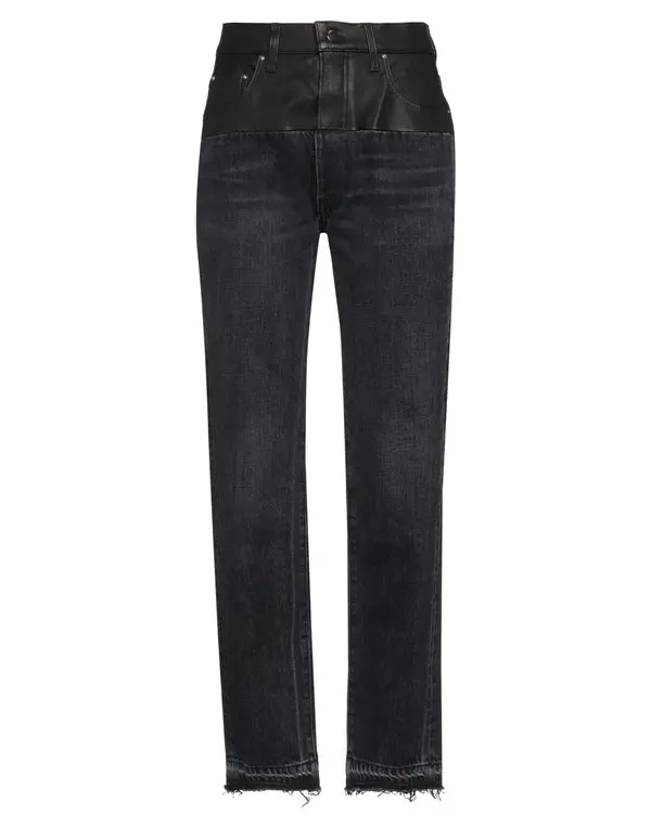 Amiri Cotton And Cow Leather Straight-leg Jeans