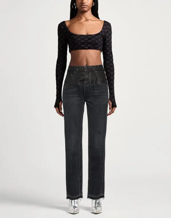 Amiri Cotton And Cow Leather Straight-leg Jeans