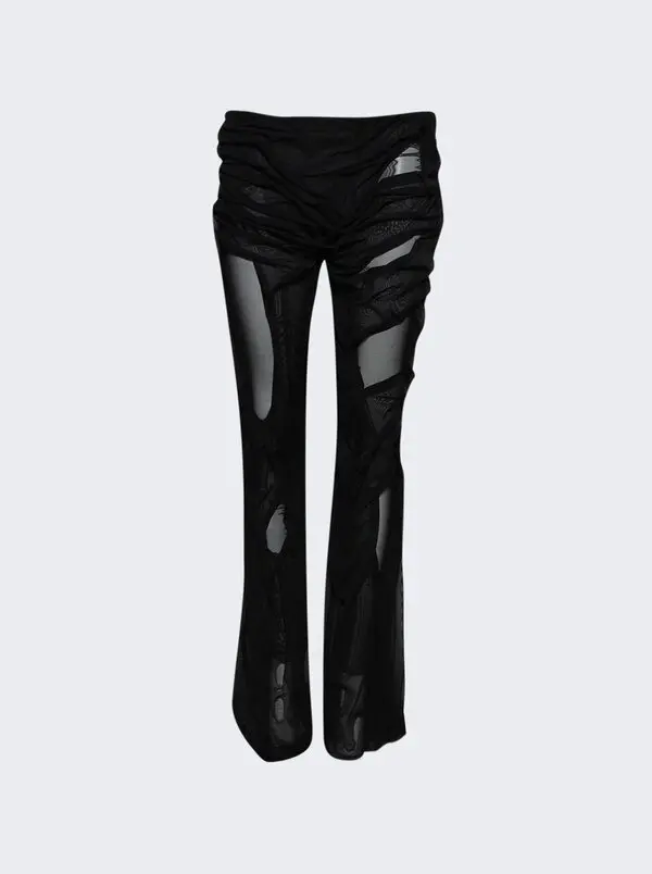 DI PETSA Hand Draped Wetlook Trousers - Black