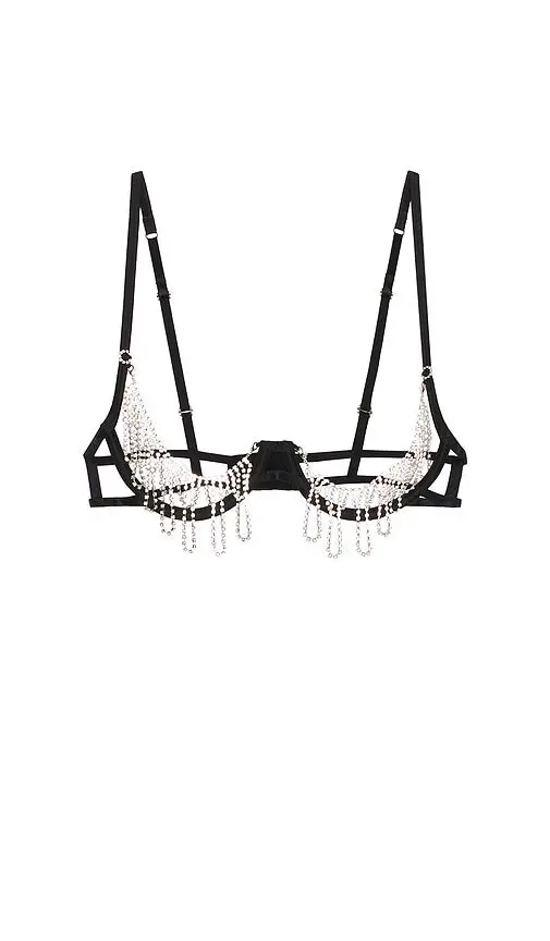 Bluebella Estelle Open Wired Bra In Black - Black  Silver & Clear