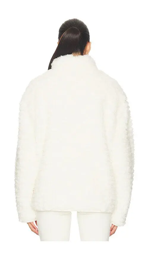 SKIMS Faux Fur Zip Up Mock Neck Jacket - Egret