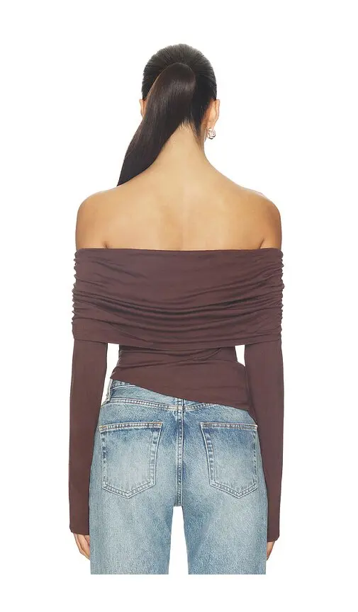 MORE TO COME Off-shoulder Stretch Jersey Top