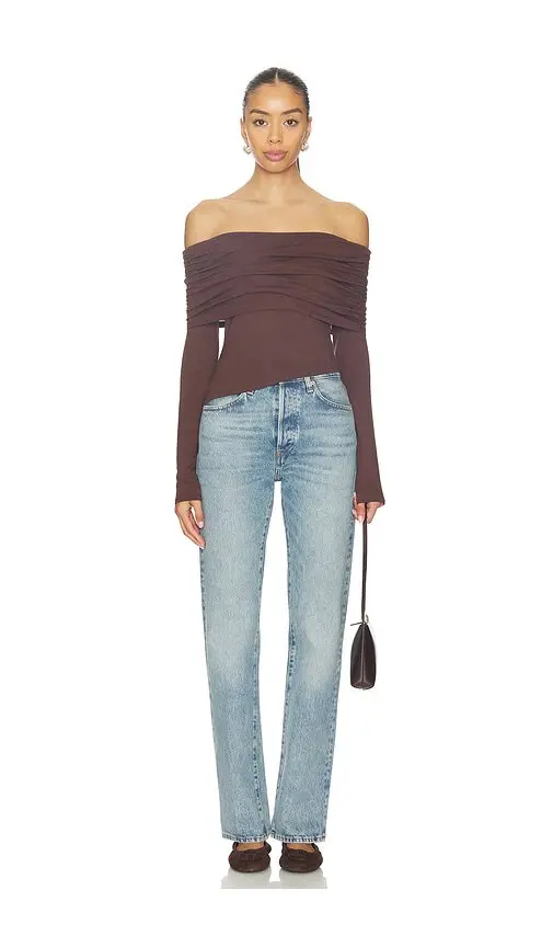 MORE TO COME Off-shoulder Stretch Jersey Top