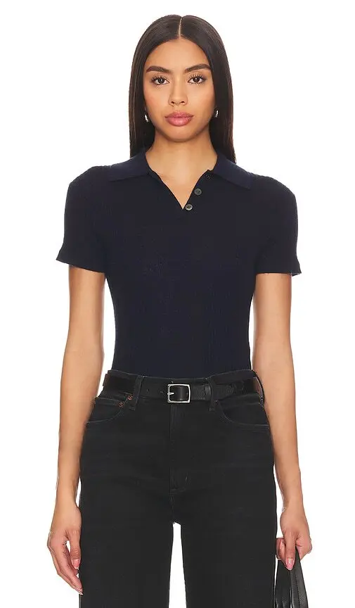Guest In Residence Shrunken Cashmere Polo Top
