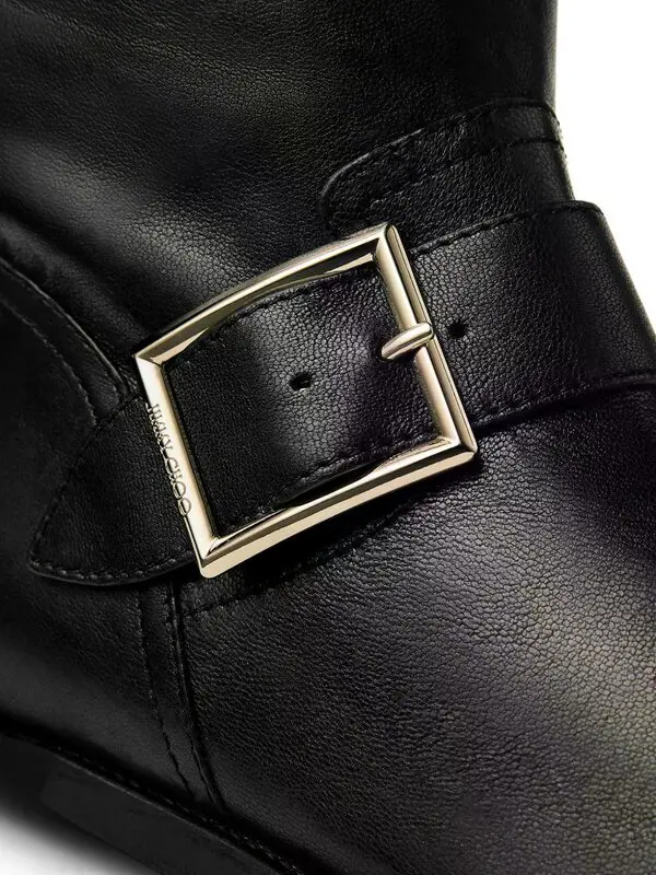 JIMMY CHOO Biker Mid Buckled Boots - Black