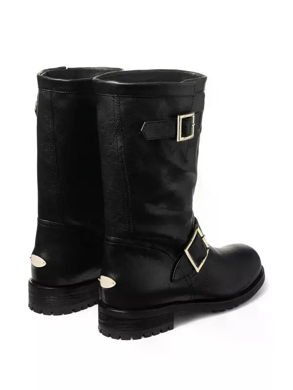 JIMMY CHOO Biker Mid Buckled Boots - Black