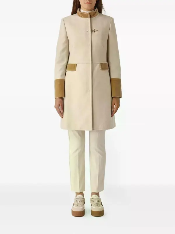 FAY Single-breasted Coat With Hook Detail