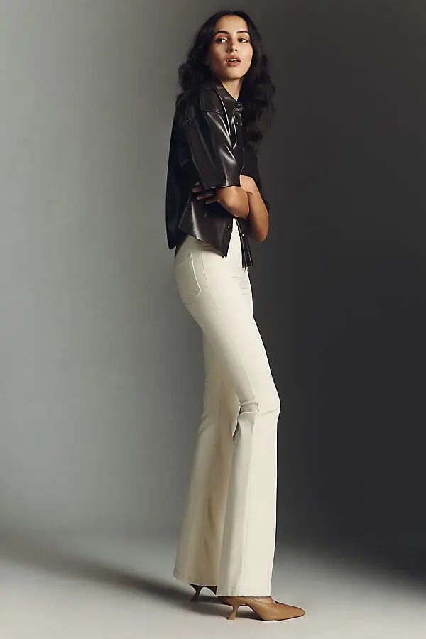 EN SAISON Alitzel Faux Leather Flare Pants - Ivory