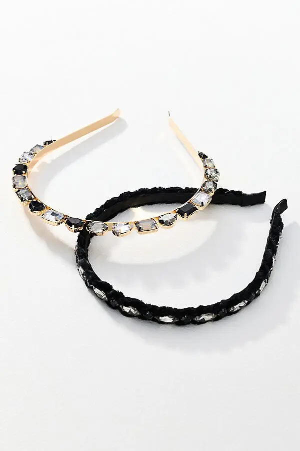 Anthropologie Set Of Two Gemstone Headbands - Black