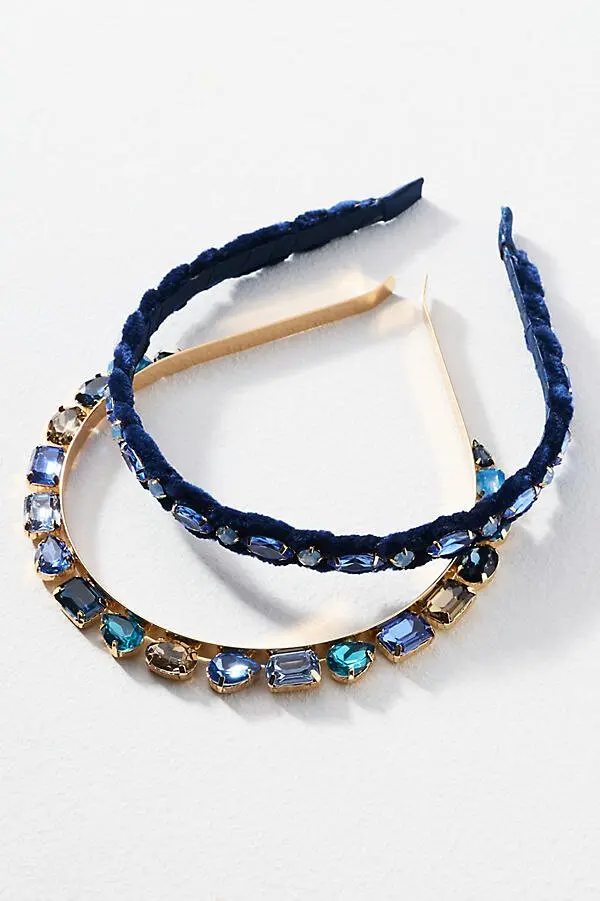 Anthropologie Set Of Two Gemstone Headbands - Blue