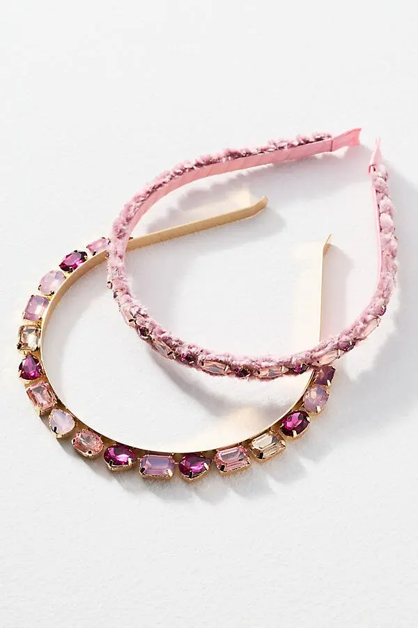 Anthropologie Set Of Two Gemstone Headbands - Pink