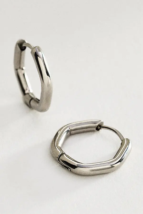 Anthropologie Water-resistant Huggie Hoop Earrings - Silver