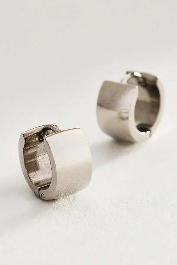 Anthropologie Water-resistant Thick Huggie Hoop Earrings - Silver