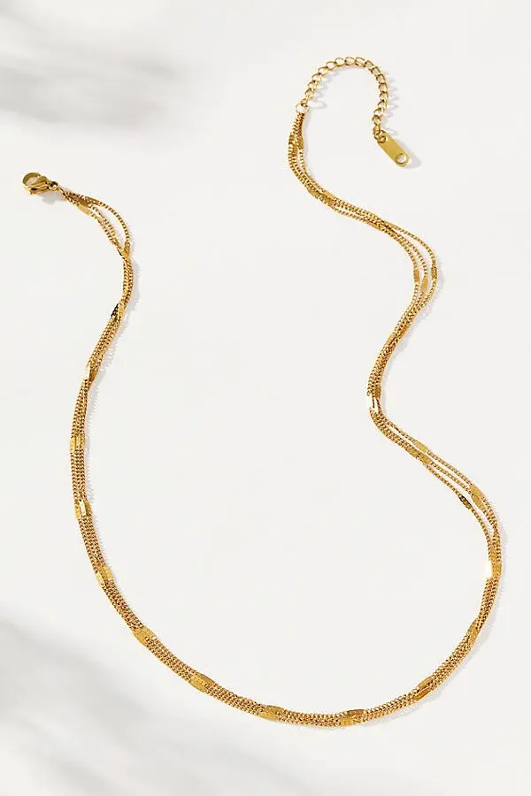 Anthropologie Water-resistant Braided Chain Necklace - Gold
