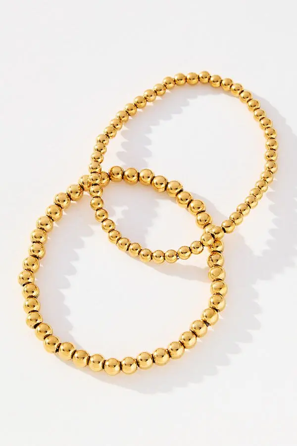 Anthropologie Water-resistant Beaded Stretch Bracelet - Gold
