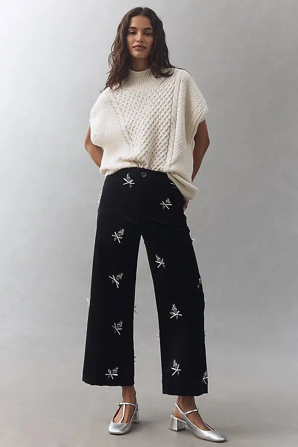 Maeve Colette 3d Bouquets Crop Pants