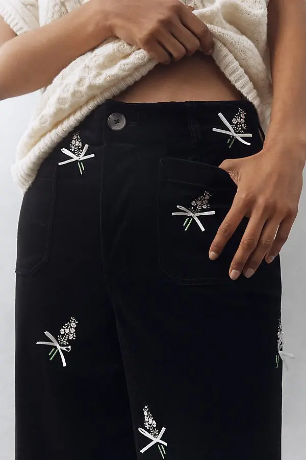 Maeve Colette 3d Bouquets Crop Pants