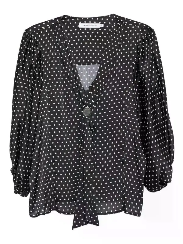 SIMONA CORSELLINI Polka-dot Tie-neck Top