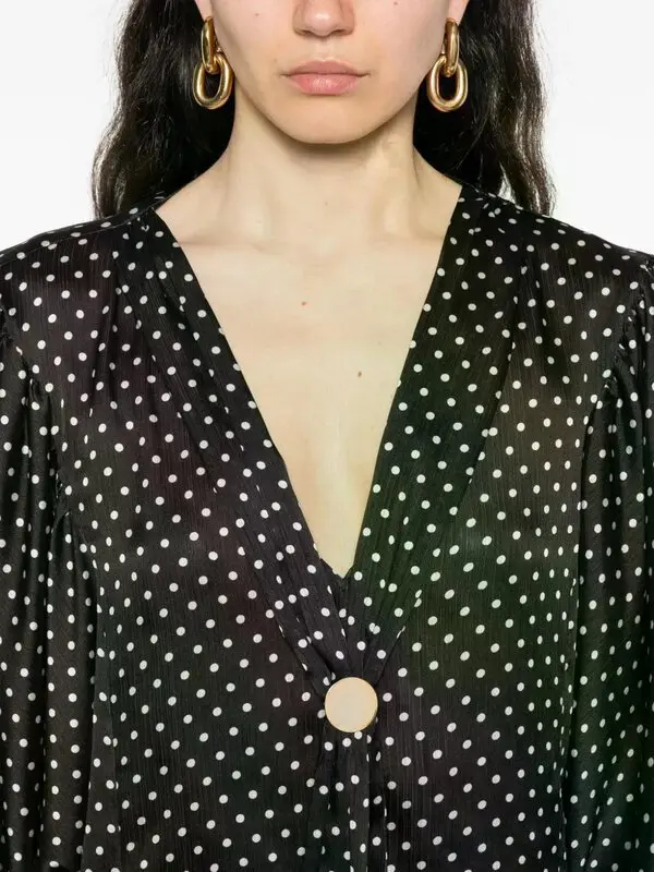 SIMONA CORSELLINI Polka-dot Tie-neck Top