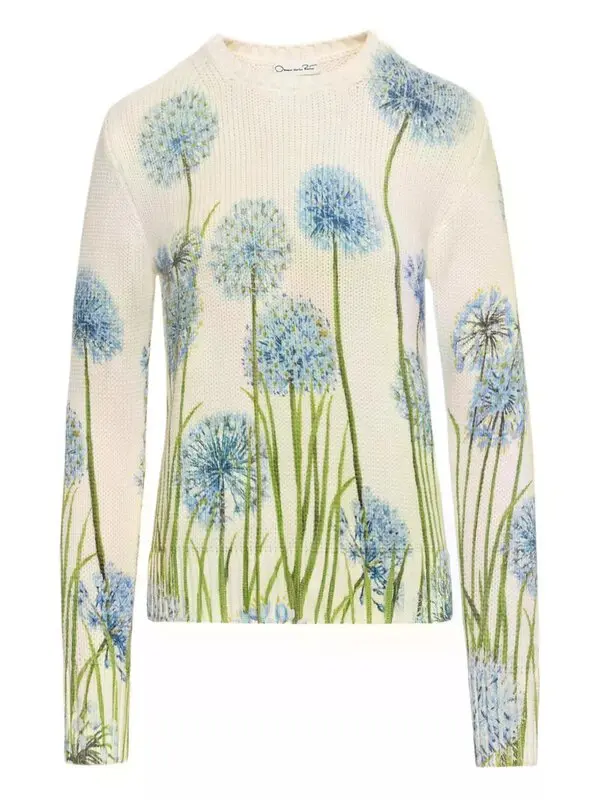 Oscar De La Renta Allium Print Sweater - White