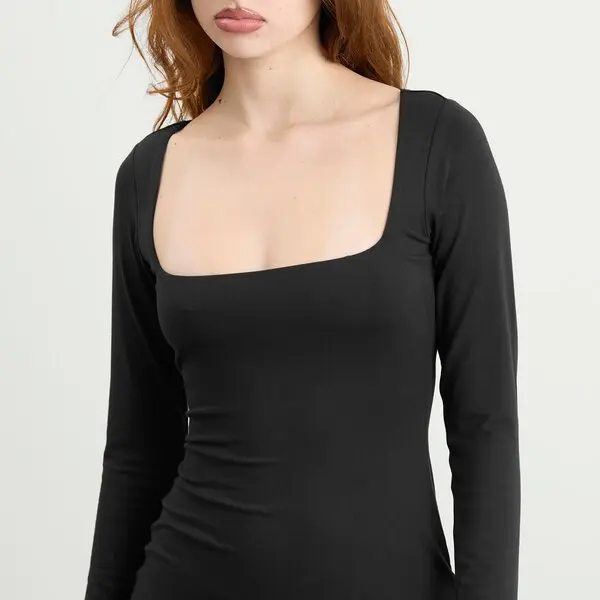 SKIMS Smooth Layers Long Sleeve Midi Dress - Obsidian
