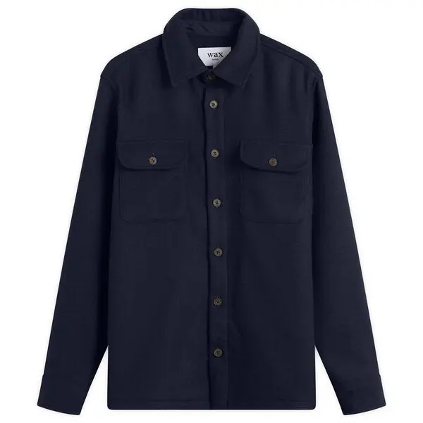 WAX LONDON Lomond Thick Wool Blend Overshirt - Navy