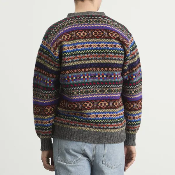 Jamieson'S Of Shetland Fair Isle V-Neck Cardigan - Grey | Editorialist