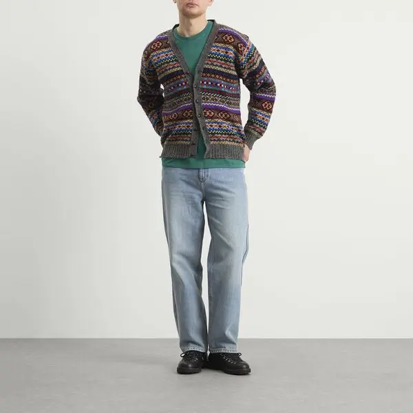 Jamieson'S Of Shetland Fair Isle V-Neck Cardigan - Grey | Editorialist