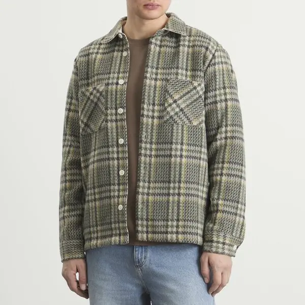 WAX LONDON Whiting Check Wool Blend Overshirt