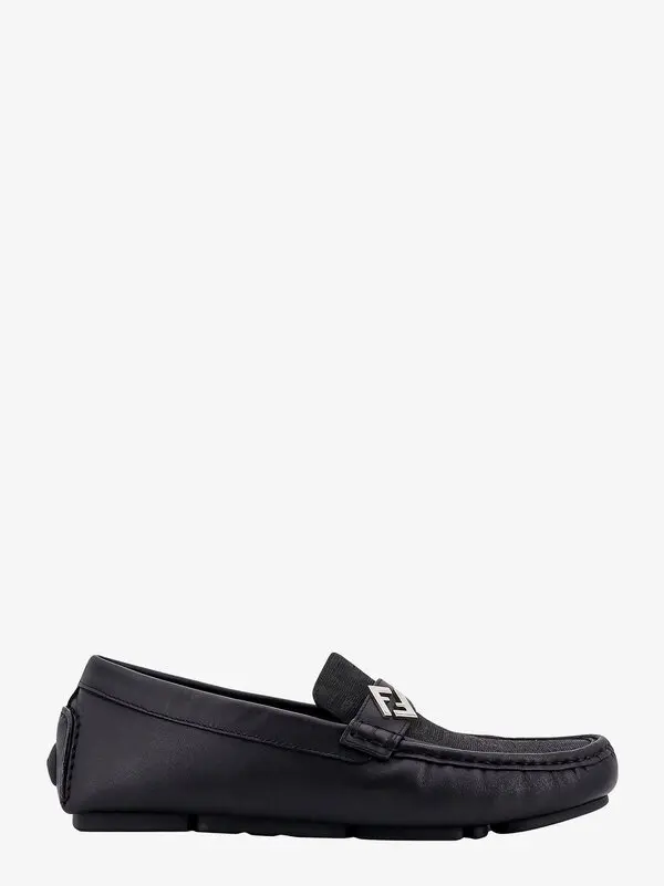 Fendi Leather And Canvas Loafers