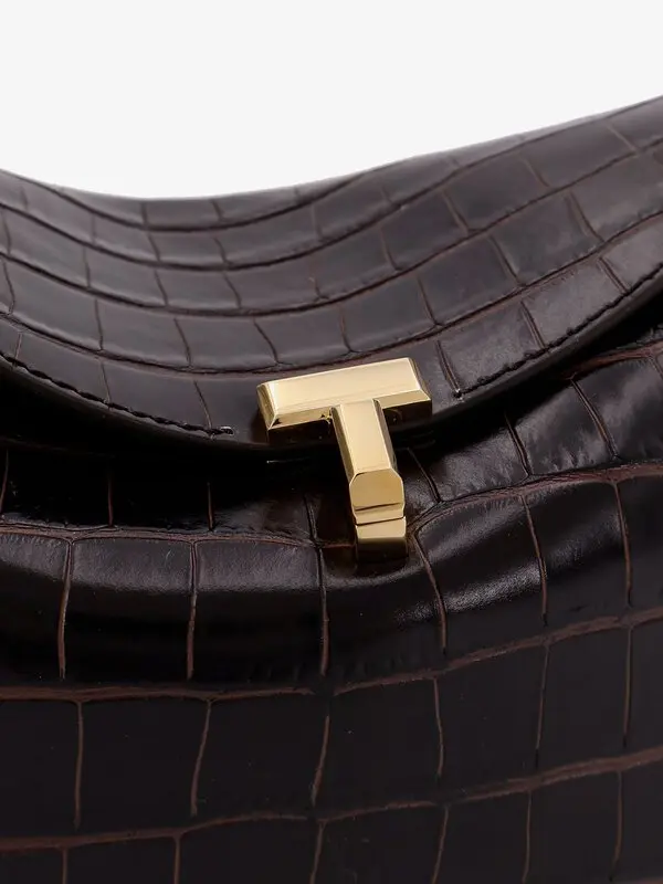TOTEME T-lock Leather Bag With Croc Effect