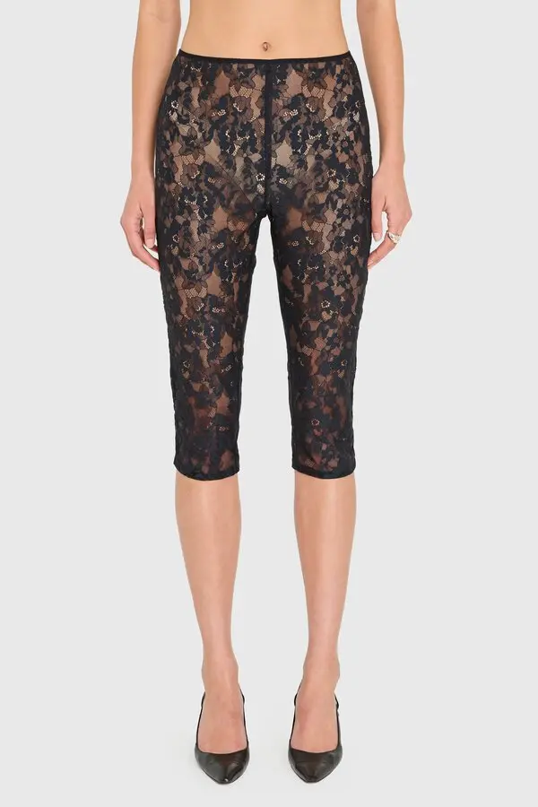 Amanda Uprichard Nico Capri Pants In Lace - Black