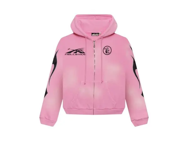 HELLSTAR Sports Flame Zip Up Hoodie - Pink