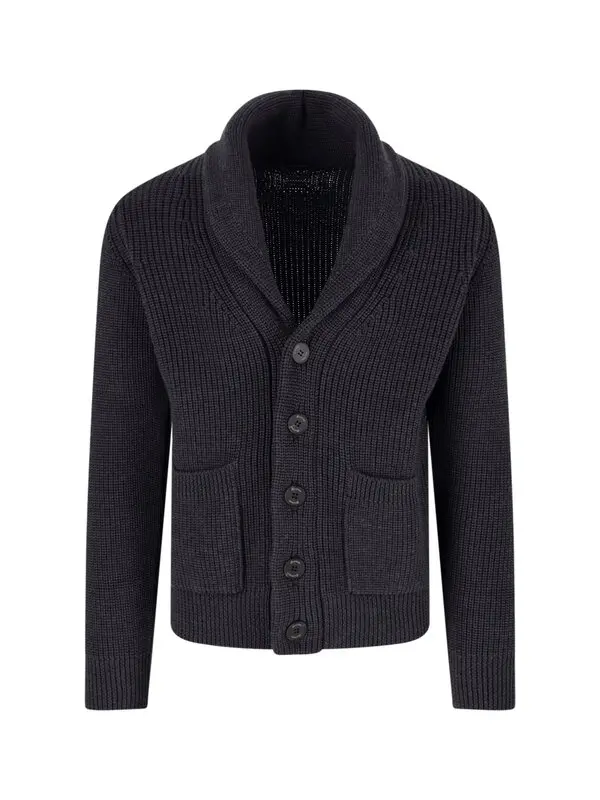 DRUMOHR Merino Wool Cardigan With Shawl Collar - Gray