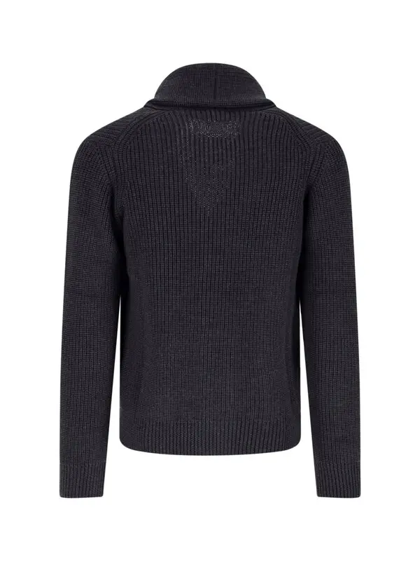 DRUMOHR Merino Wool Cardigan With Shawl Collar - Gray
