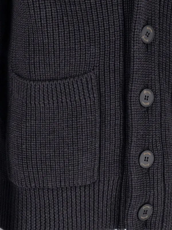 DRUMOHR Merino Wool Cardigan With Shawl Collar - Gray