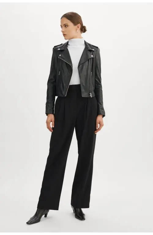 LAMARQUE Donna Leather Biker Jacket - Black
