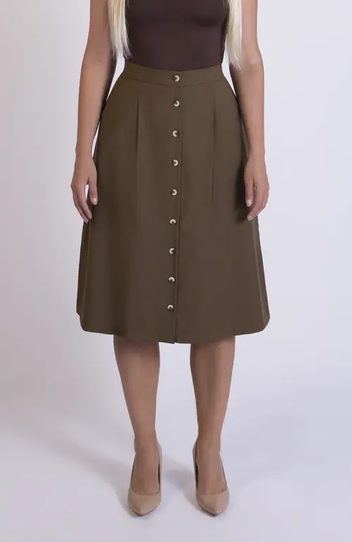 AAM THE LABEL Wool A-line Midi Skirt - Cocoa