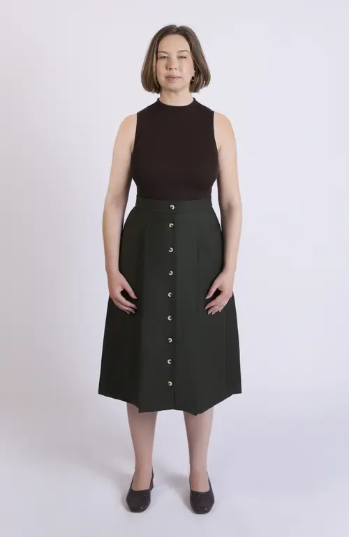 AAM THE LABEL Wool A-line Midi Skirt - Green