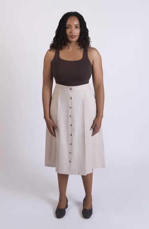 AAM THE LABEL Wool A-line Midi Skirt - Oat