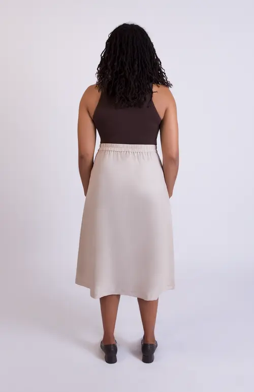 AAM THE LABEL Wool A-line Midi Skirt - Oat