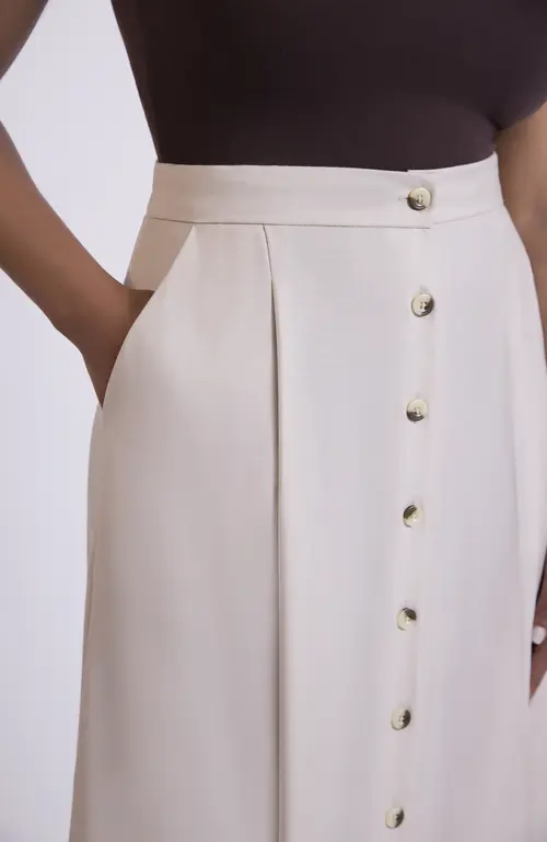 AAM THE LABEL Wool A-line Midi Skirt - Oat